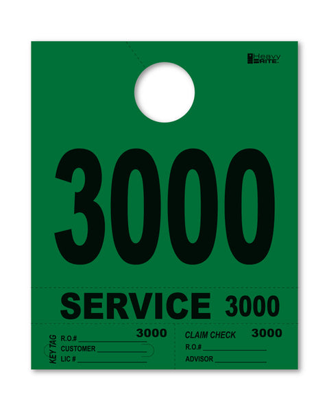Service Dispatch Number/Hang Tag - Heavy Brite - Green 3000 to 3999 ...
