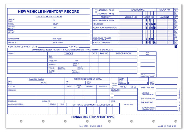 New Vehicle Inventory Cards - 8" x 5 5/8" – Autostoresupply.com